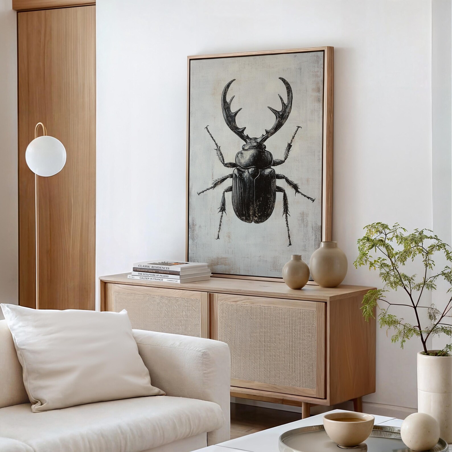 Vintage Stag Beetle Illustration on Distressed Background - Entomology ...