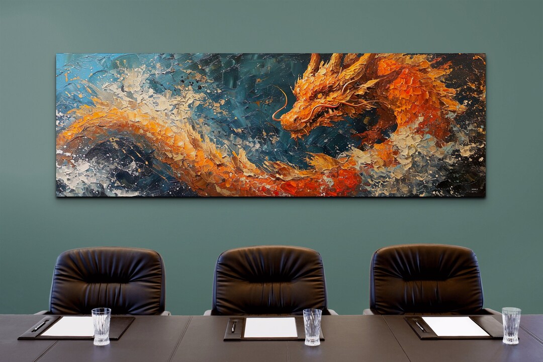 Panoramic Dragon Canvas Wall Art, Fantasy Wall Art, Dragon Art ...