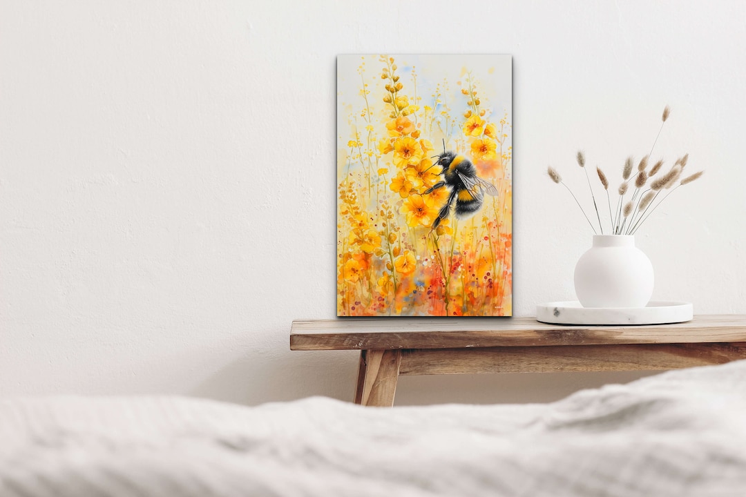 Watercolor Bumble Bee Canvas Wall Art - Etsy