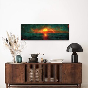Panoramic Mid Century Modern Sunset Canvas Wall Art Print - Etsy