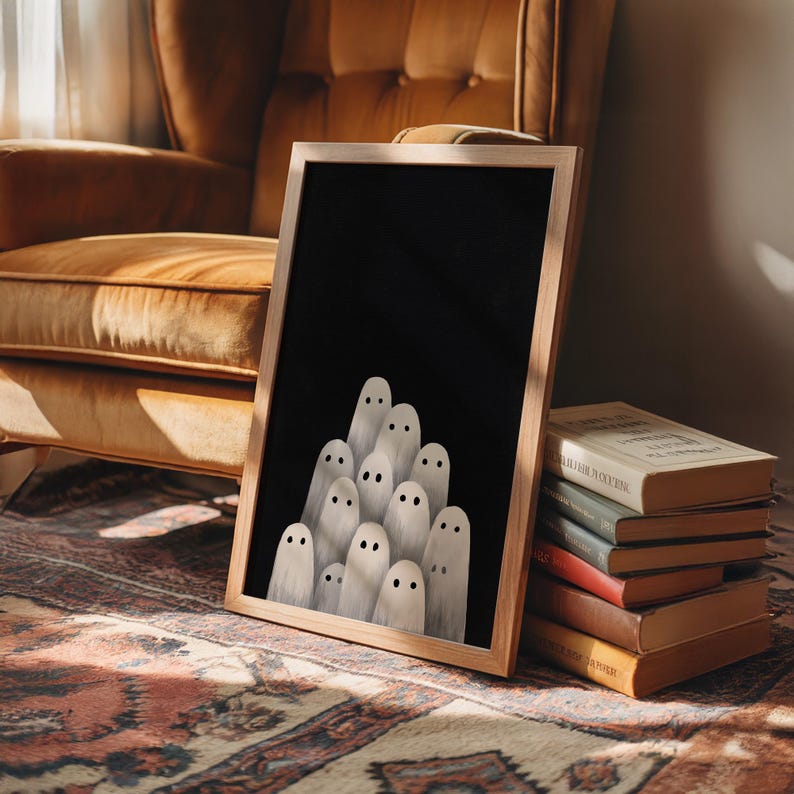 Cute Ghost Crowd on Black Canvas - Etsy UK