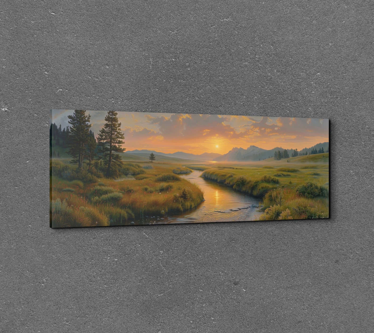 Yellowstone Canvas Wall Art Print, National Park Art, Mountain Art ...