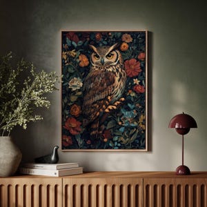 Owl Canvas Wall Art – Framed Nature Decor, Rustic Owl Painting With ...