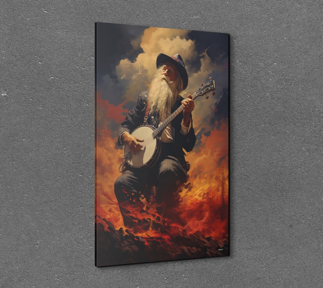 Banjo Man Canvas Wall Art, Musician Wall Art, Banjo Wall Art, Antique ...