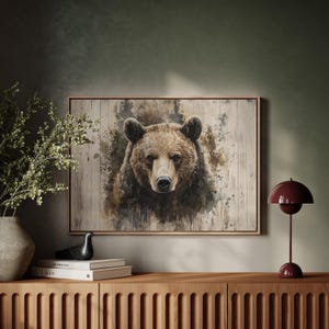 Rustic Grizzly Bear Canvas Art - Nature-inspired Wildlife Decor for ...