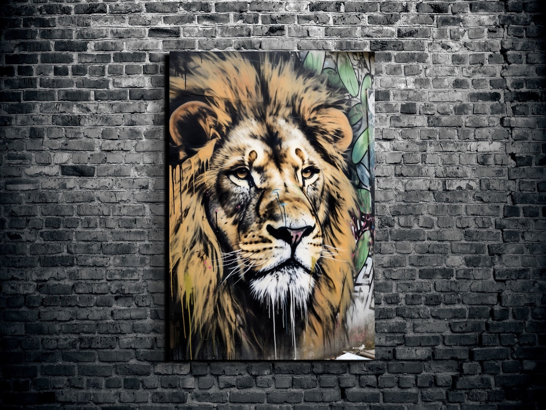Banksy Inspired Graffiti Lion Canvas Art, Lion Art,canvas Wall Art ...