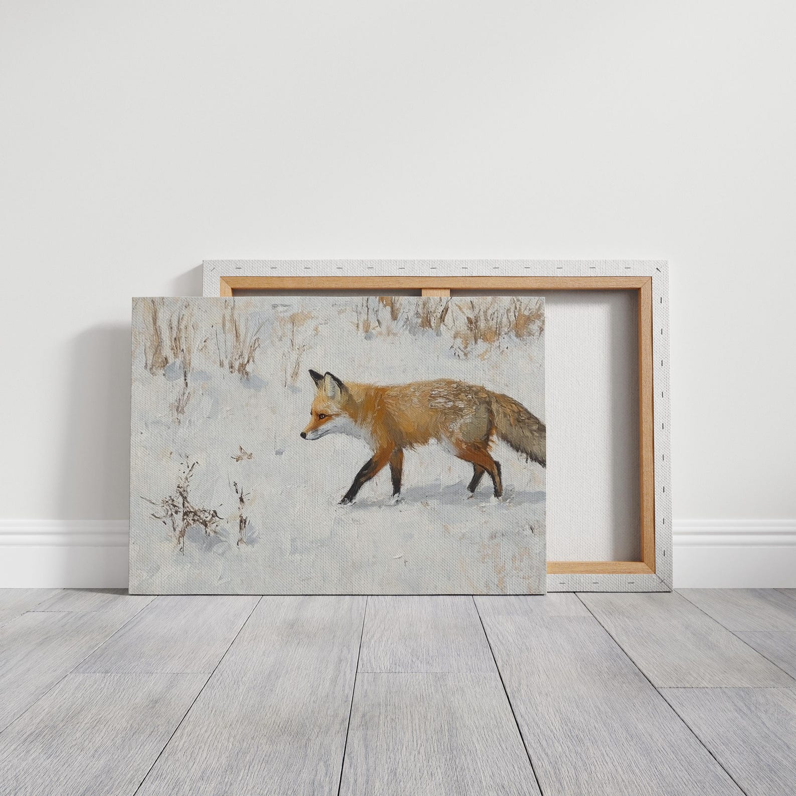 Red Fox in Winter Snow - Wildlife Canvas Art for Rustic and Nature ...
