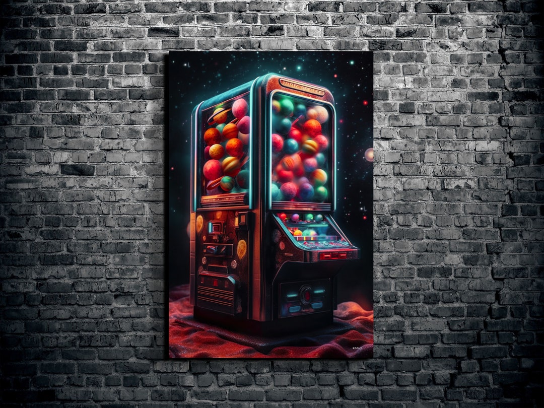 Galactic Planet Vending Machine Canvas Wall Art, Space Wall Art ...