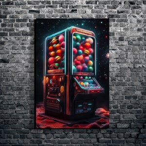 Galactic Planet Vending Machine Canvas Wall Art, Space Wall Art ...