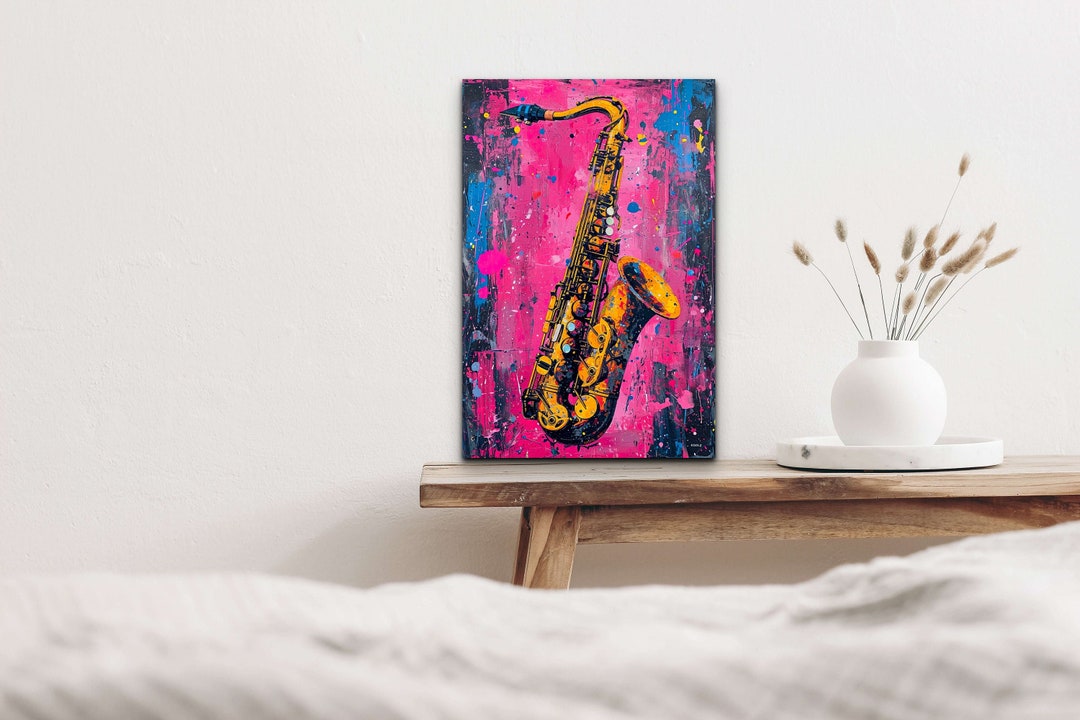 Pop Art Saxophone Canvas Wall Art - Etsy