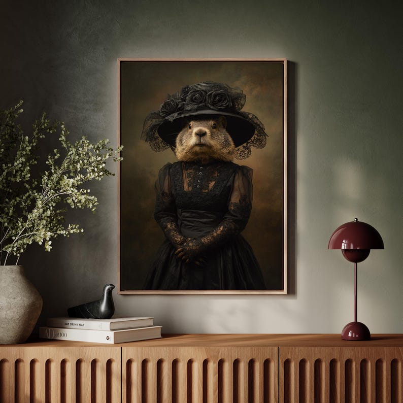 Victorian Prairie Dog Portrait in Black Lace - Etsy