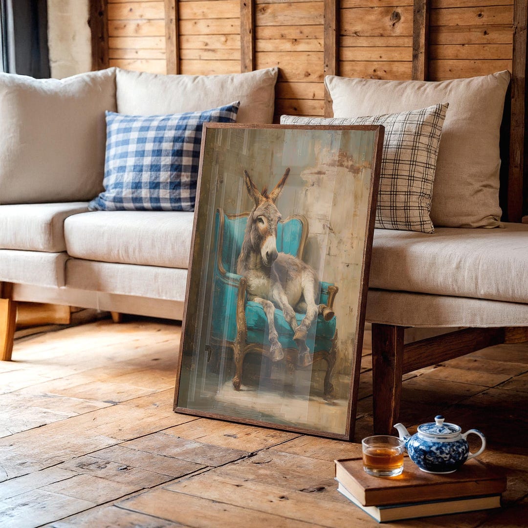 Relaxed Donkey on Teal Chair - Etsy