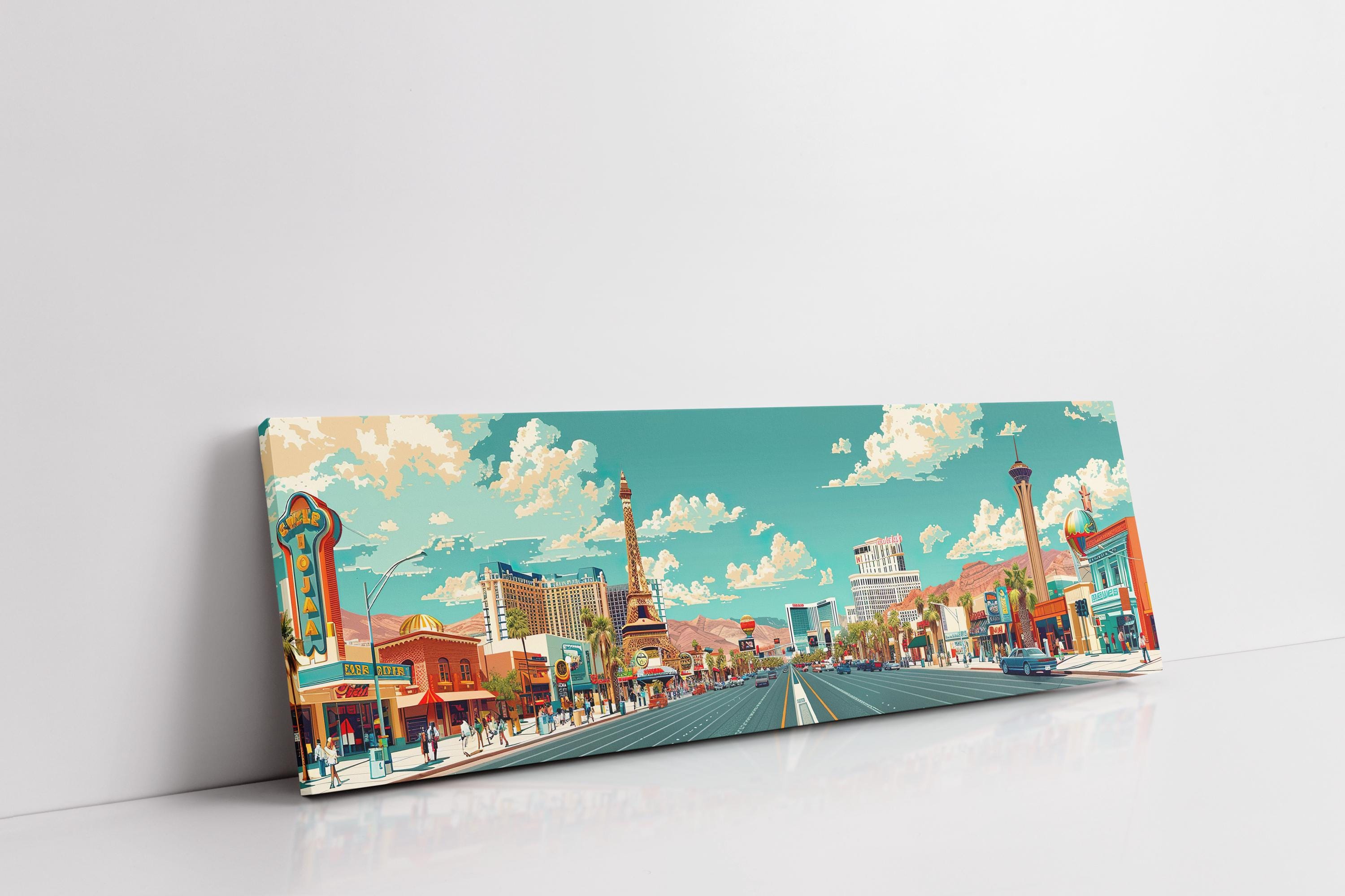 Las Vegas Strip Mid Century Modern Panoramic Canvas Wall Art - Etsy