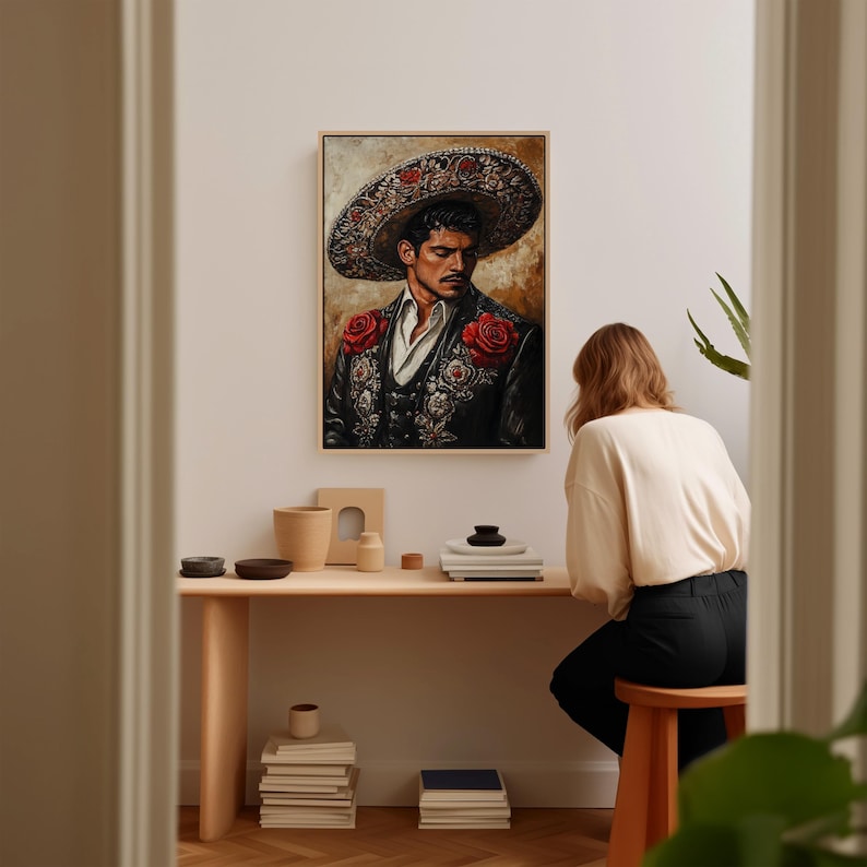 Mexican Charro Canvas Art, Vintage Oil Painting, Traditional Mariachi ...