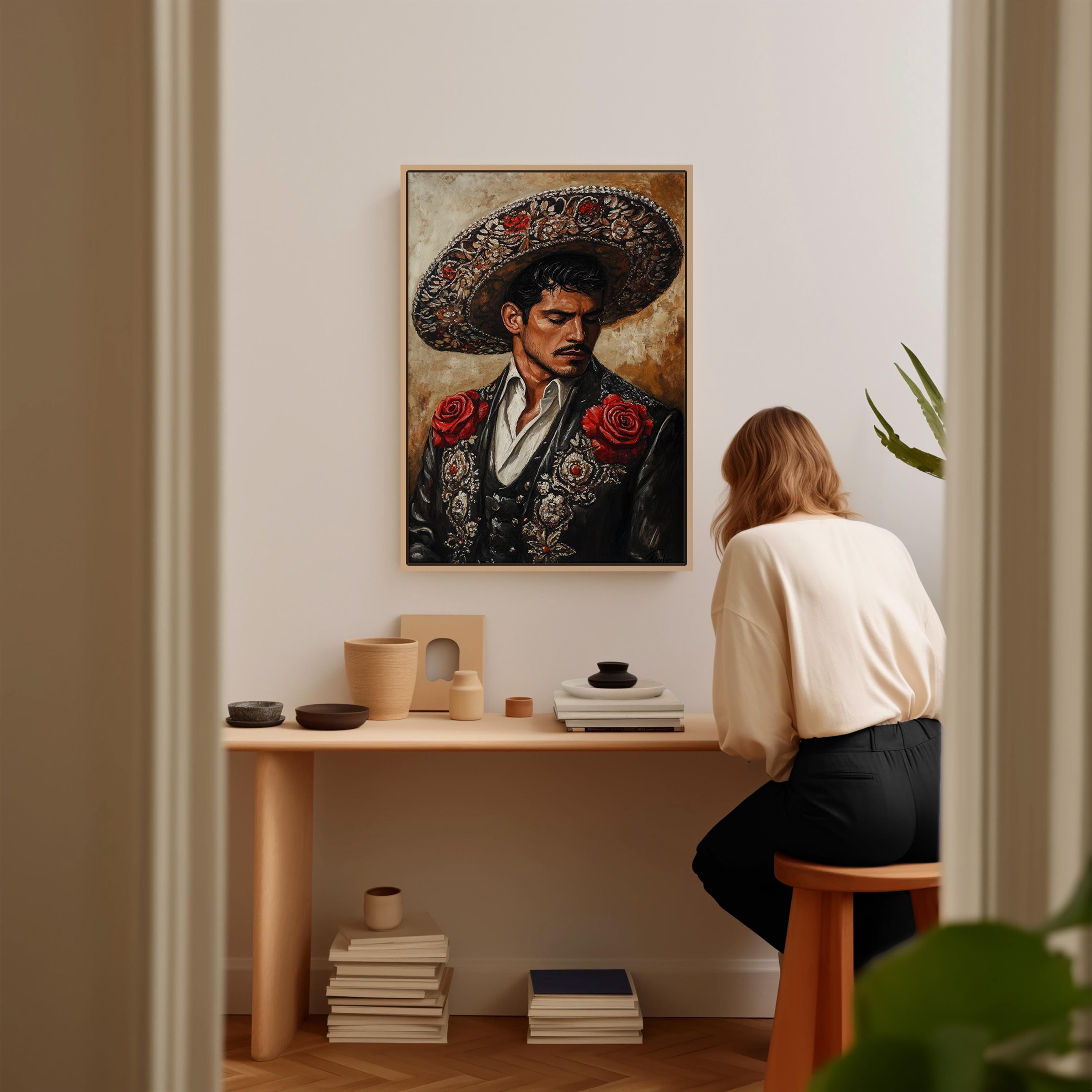 Mexican Charro Canvas Art, Vintage Oil Painting, Traditional Mariachi ...