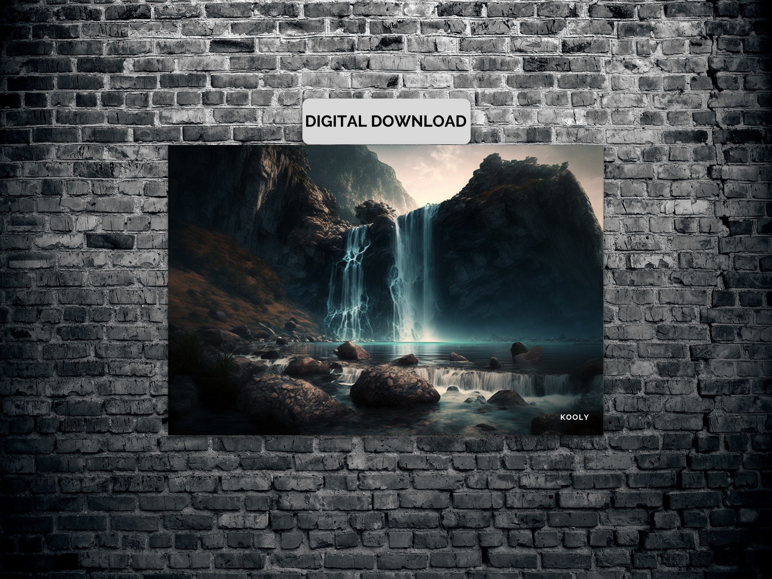 Waterfall off Cliff Digital File Waterfall Between Mountains - Etsy