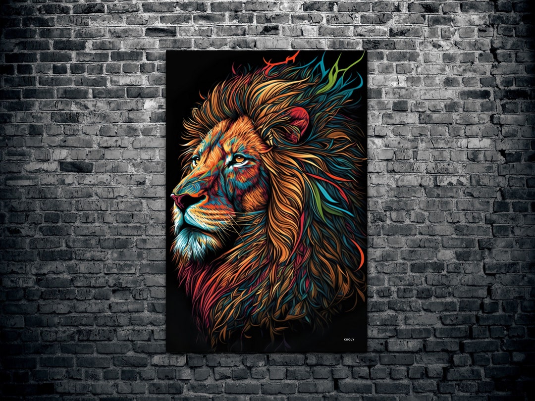 Abstract African Lion Head, Lion Wall Art, Canvas Print, Lion Room Art ...