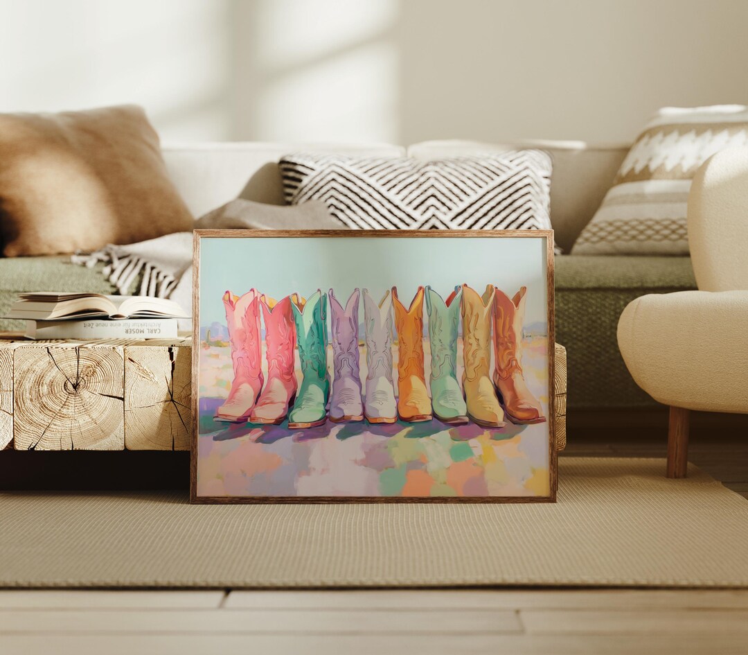 Colorful Cowboy Boots Western Pop Art - Etsy
