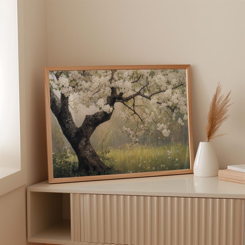 Beautiful Apple Blossom Tree in Full Bloom With Soft Sunlight and Lush ...