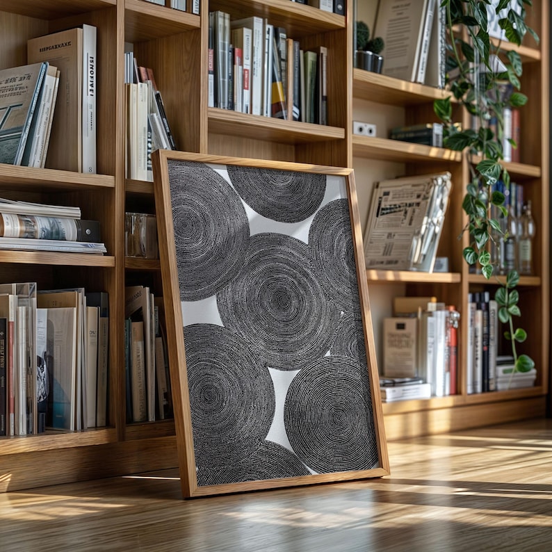 Black Circle Pattern Canvas | Modern Minimal Abstract Wall Art - Etsy