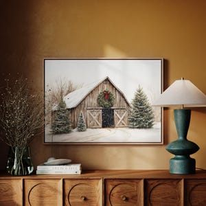 Winter Christmas Time Farmhouse Ready to Hang Canvas Wall Art Print ...