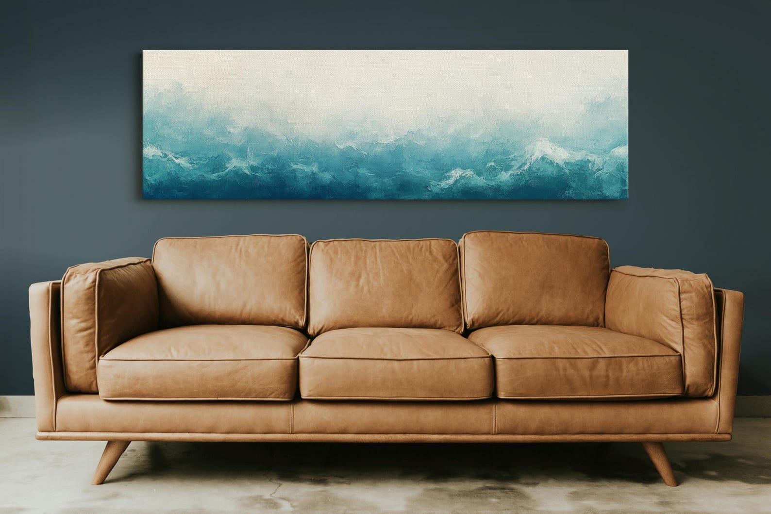 Abstract Ocean Wave Canvas Print, Coastal Wall Art, Blue Seascape ...