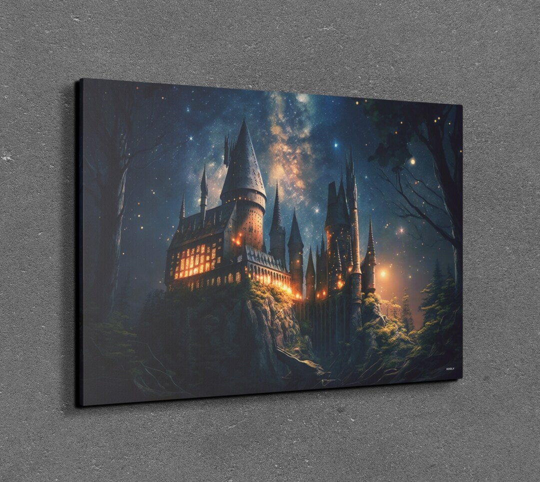 Castle Wizarding Inspired Poster Canvas Wall Art, Wizard Castle Wall ...