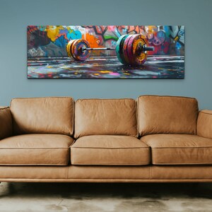 Panoramic Graffiti Barbell Canvas Wall Art - Etsy