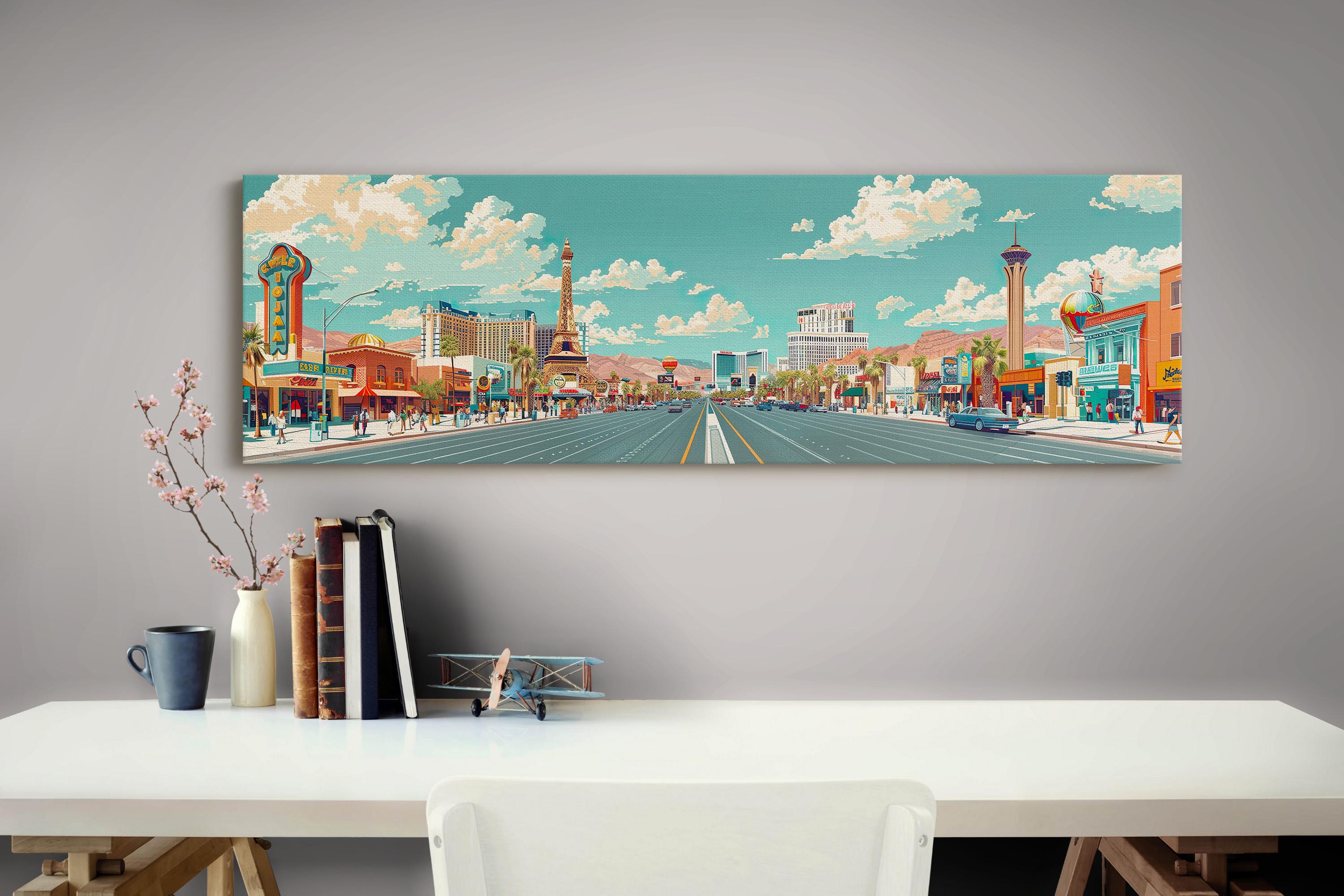 Las Vegas Strip Mid Century Modern Panoramic Canvas Wall Art - Etsy