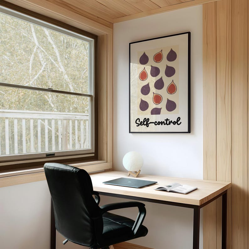 Fig Self-control Fruit Wall Art | Deep Purple Minimalist Print for ...