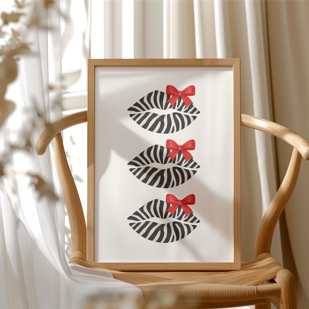 Zebra Lips With Red Bows – Bold Pop Art Print - Etsy
