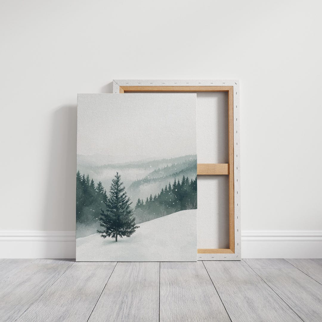 Snow Crusted Christmas Trees in the Forest Ready to Hang Canvas Wall ...