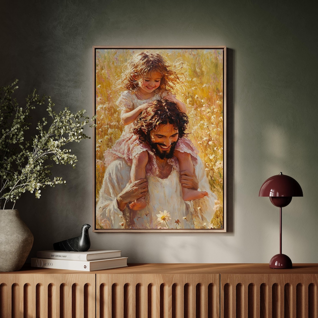 Jesus Carrying a Smiling Child in a Field of Flowers | Heartwarming ...