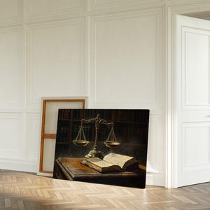 Vintage Justice Scales Canvas - Law Office Decor - Legal Books Artwork ...