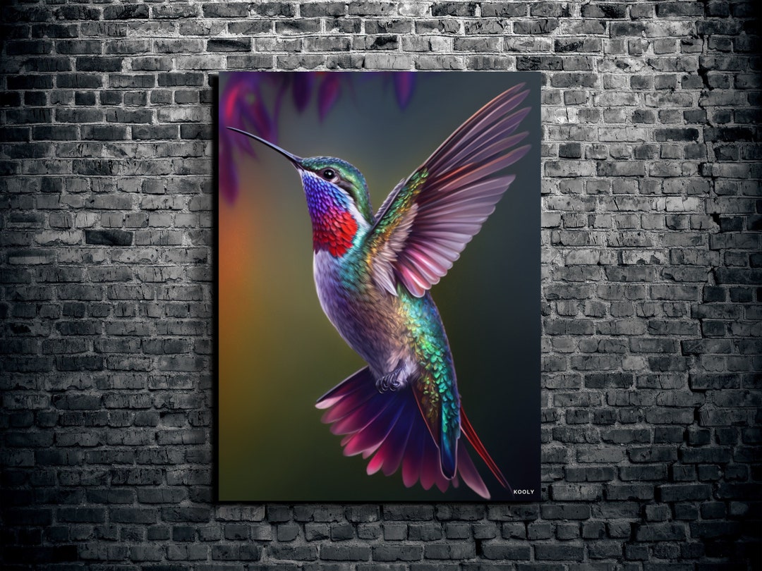 Hummingbird Canvas Wall Art, Flying Hummingbird Wall Decor Canvas Wall ...