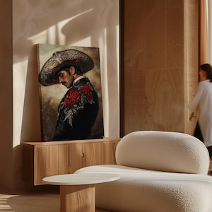 Mexican Charro Canvas Art, Vintage Oil Painting, Elegant Mariachi Decor ...