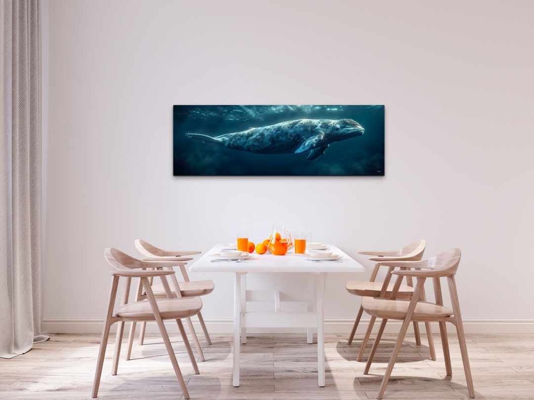 Narwhal Whale Canvas Wall Art Print, Panoramic Wall Home Decor, Livingroom Art, Ready to Hang ...