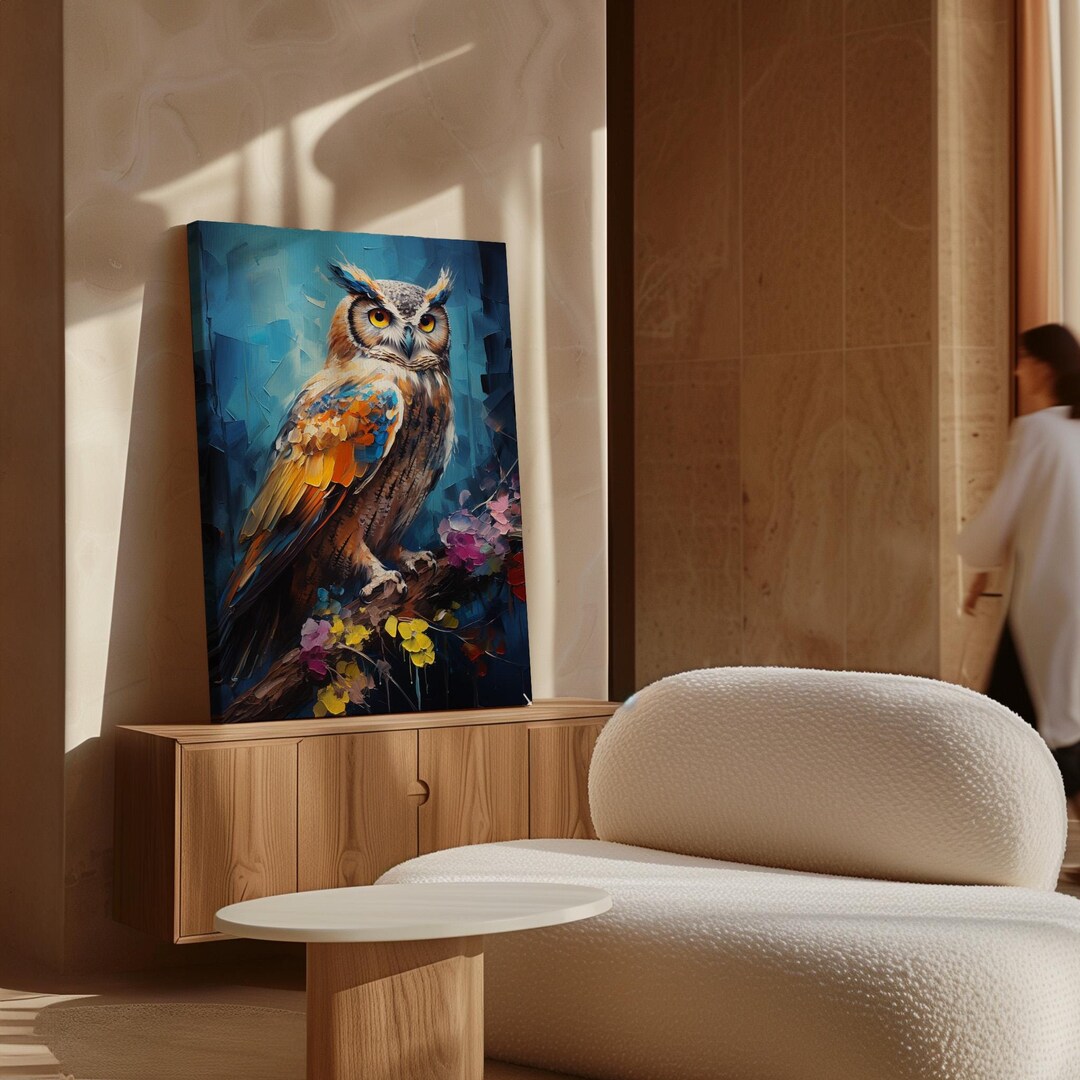 Owl, Owl Canvas Art, Huge Canvas, Canvas Wall Art, Owl Lover Gift, Loft ...