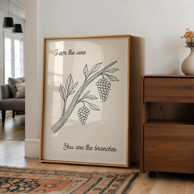 I Am the Vine Scripture Line Art | Minimalist John 15:5 Botanical ...