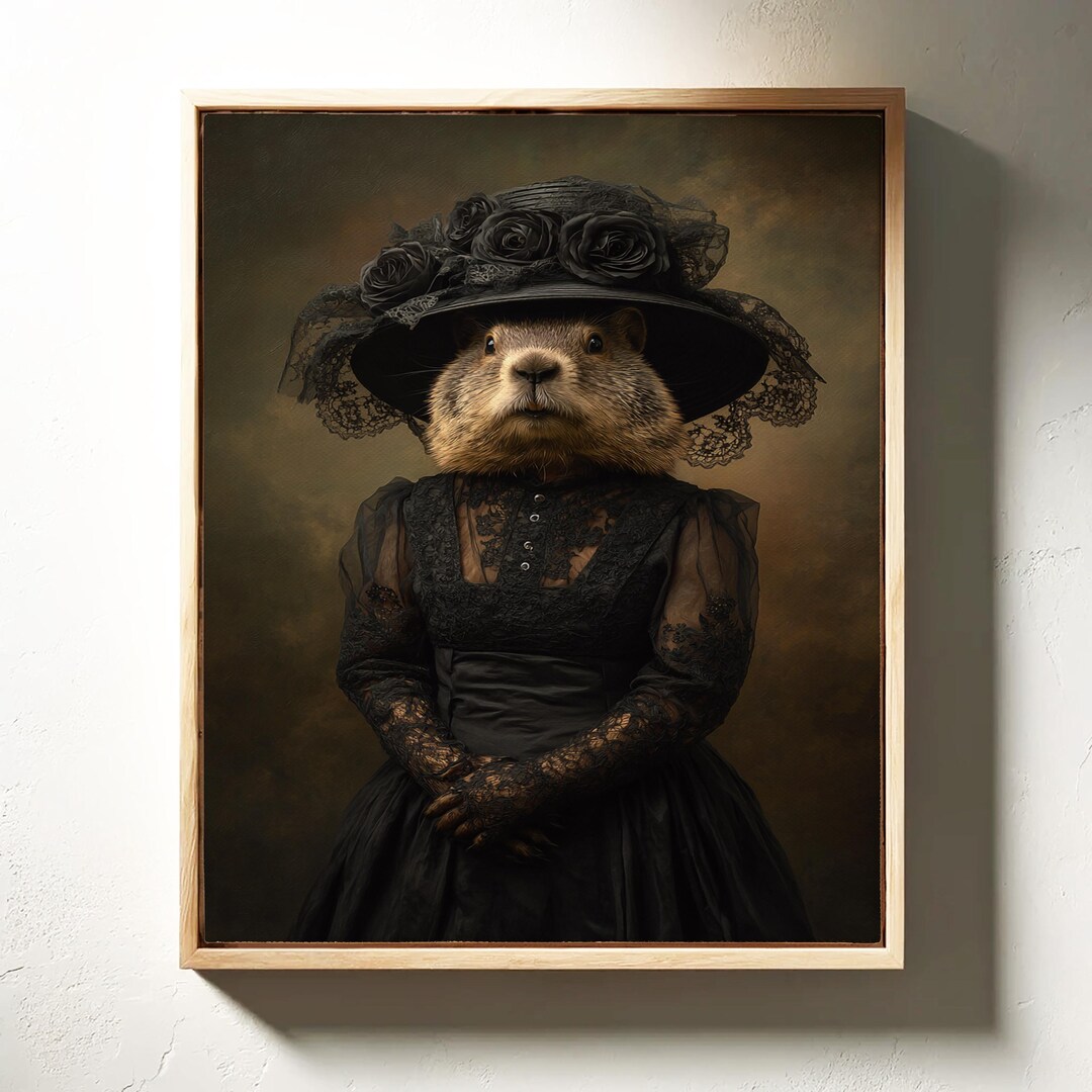 Victorian Prairie Dog Portrait in Black Lace - Etsy