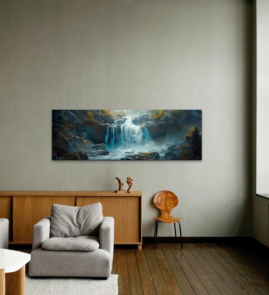 Panoramic Waterfall Canvas Wall Art, Nature Wall Art, Waterfall Art ...
