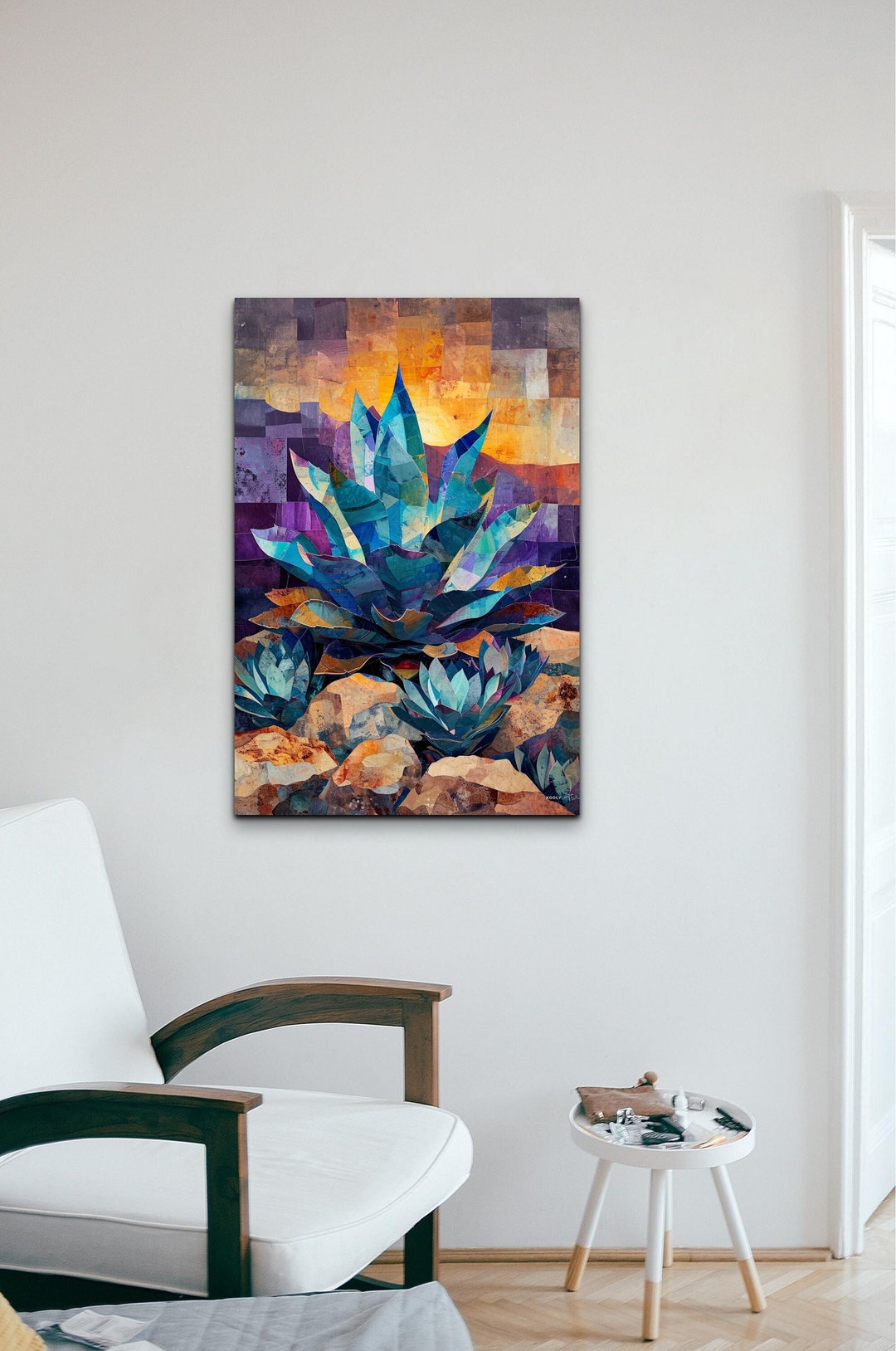 Mid Century Modern Agave Canvas Wall Art - Etsy