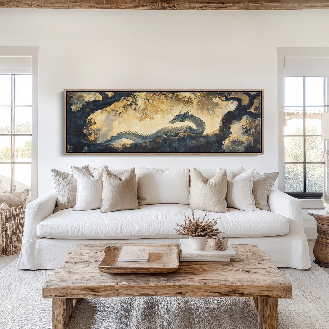 Majestic Forest Dragon Resting Canvas Art, Mystical Fantasy Wall Decor ...