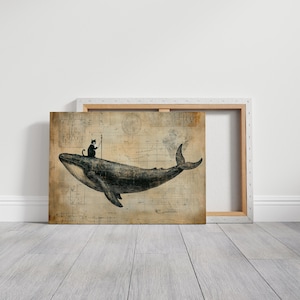 Vintage Steampunk Whale and Cat Artwork – Nautical Blueprint Design ...