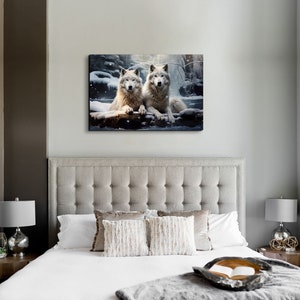 Wolf Canvas Wall Art Wolf Print 2 White Wolves Animal Wall Decor ...
