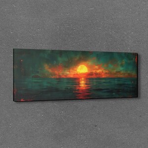 Panoramic Mid Century Modern Sunset Canvas Wall Art Print - Etsy