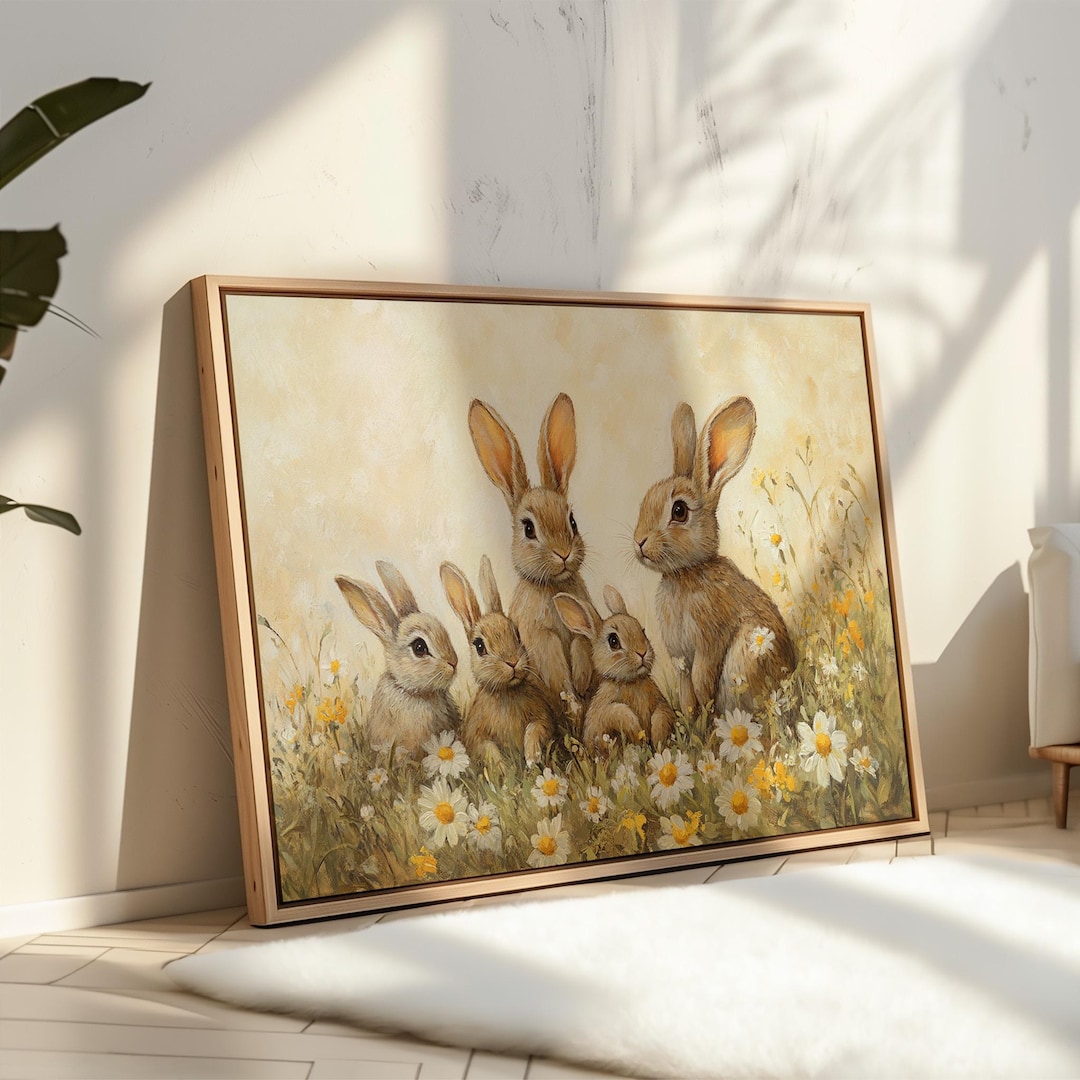 Adorable Rabbit Family in Wildflower Meadow – Nature-inspired Bunny ...