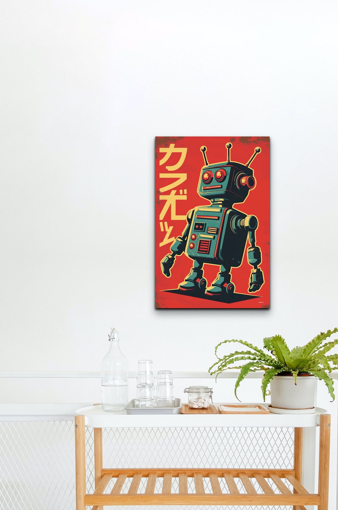 1950s Style Atomic Fallout Robot Cartoon, Robot Art, Ready to Hang ...