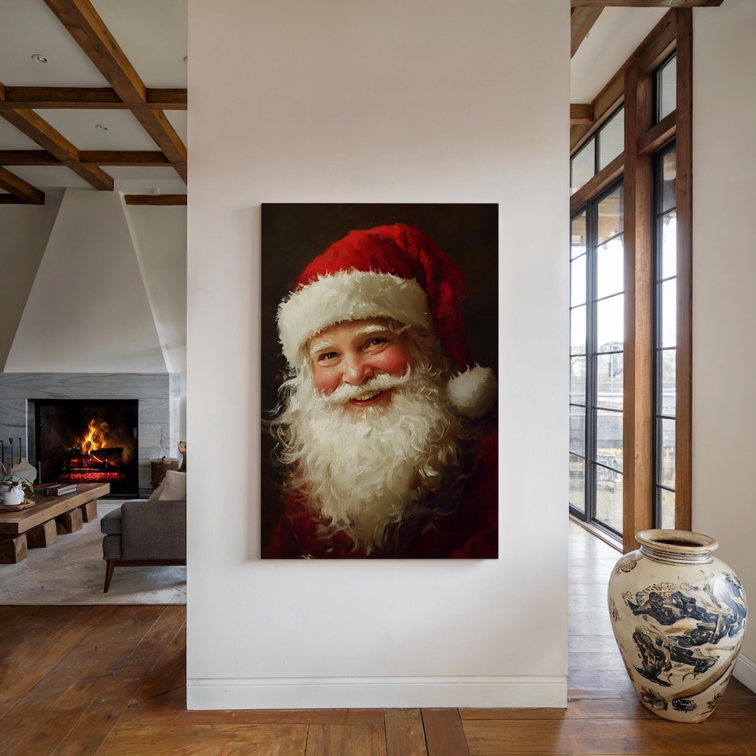 Vintage Santa Claus Canvas Art - Nostalgic Christmas Decor Featuring ...