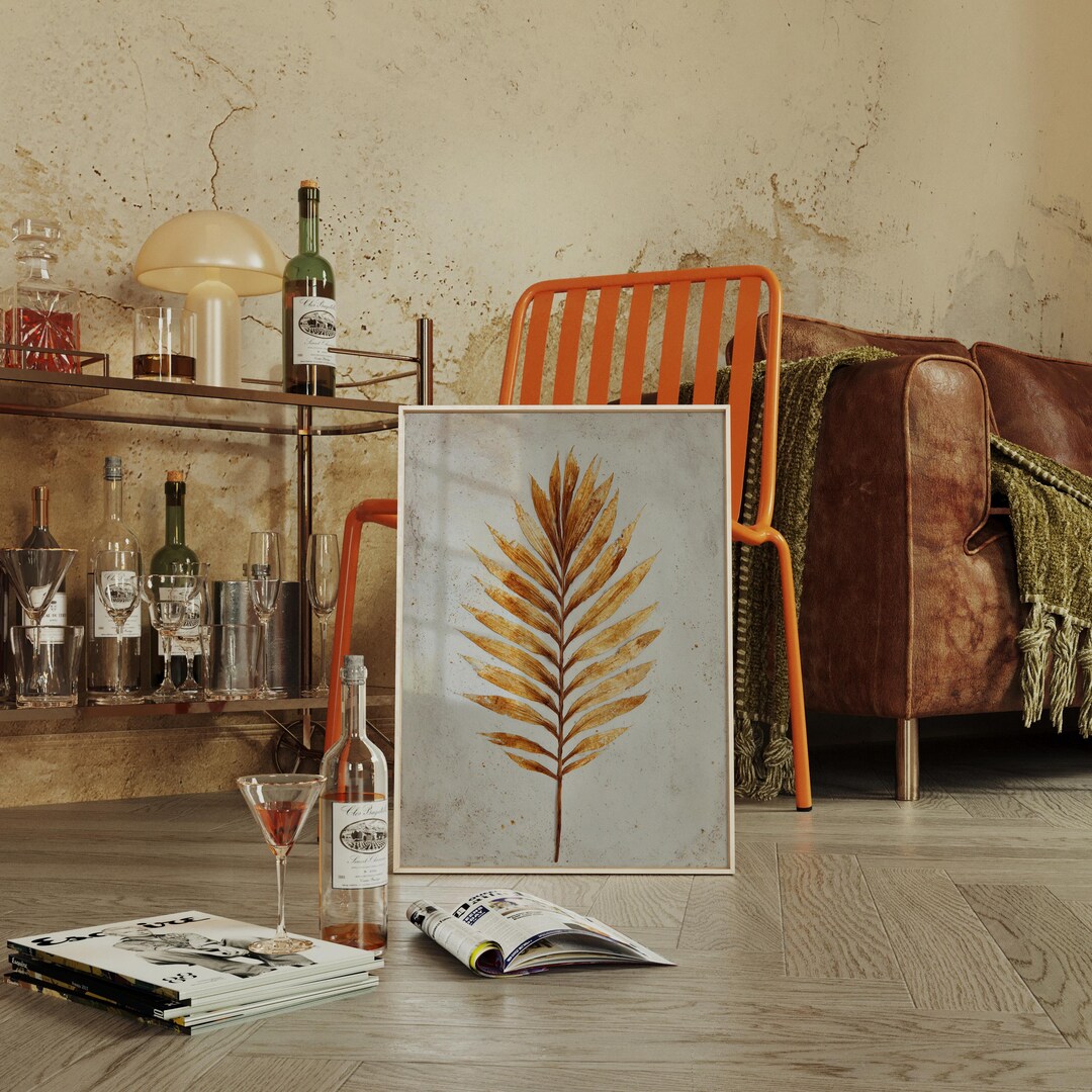 Golden Palm Leaf Botanical Wall Art - Etsy